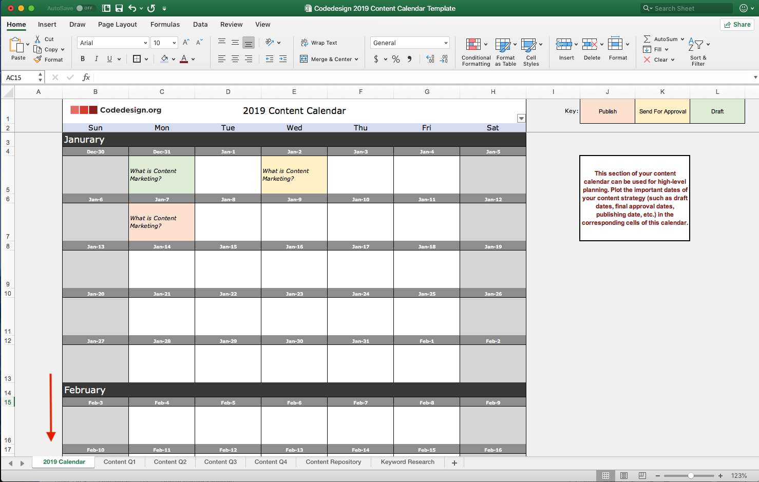 Content calendar template 2019 schedule | Codedesign | Digital ...